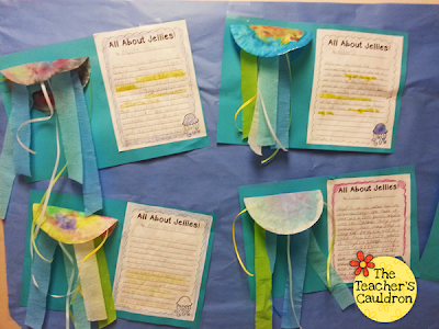 Jellyfish writing and Thanksgiving Centers - Teacher by the Beach