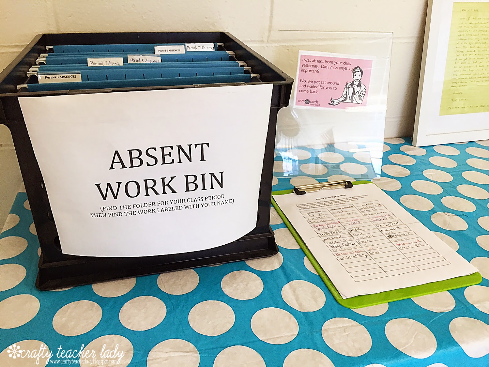 Crafty Teacher Lady: Classroom Organization: Managing Student Absences