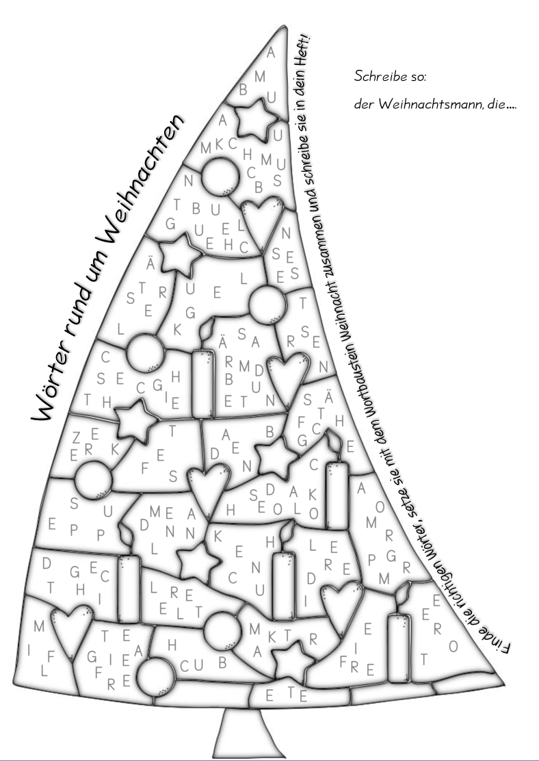 Suchsel | Suchsel, Deutsche weihnachten, Rätsel zum ausdrucken