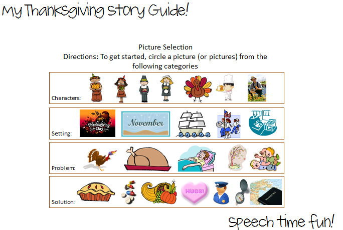 My Thanksgiving Story: Writing/Telling Guide - Speech Time Fun: Speech ...