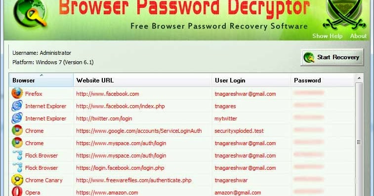[Browser Password Decryptor v5.5] Software to instantly recover website login passwords stored ...