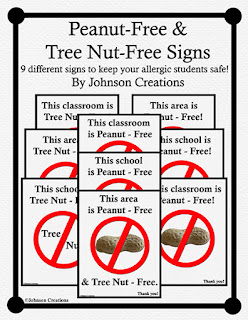 Johnson Creations: FREE Peanut-Free & Tree-Nut Free Signs