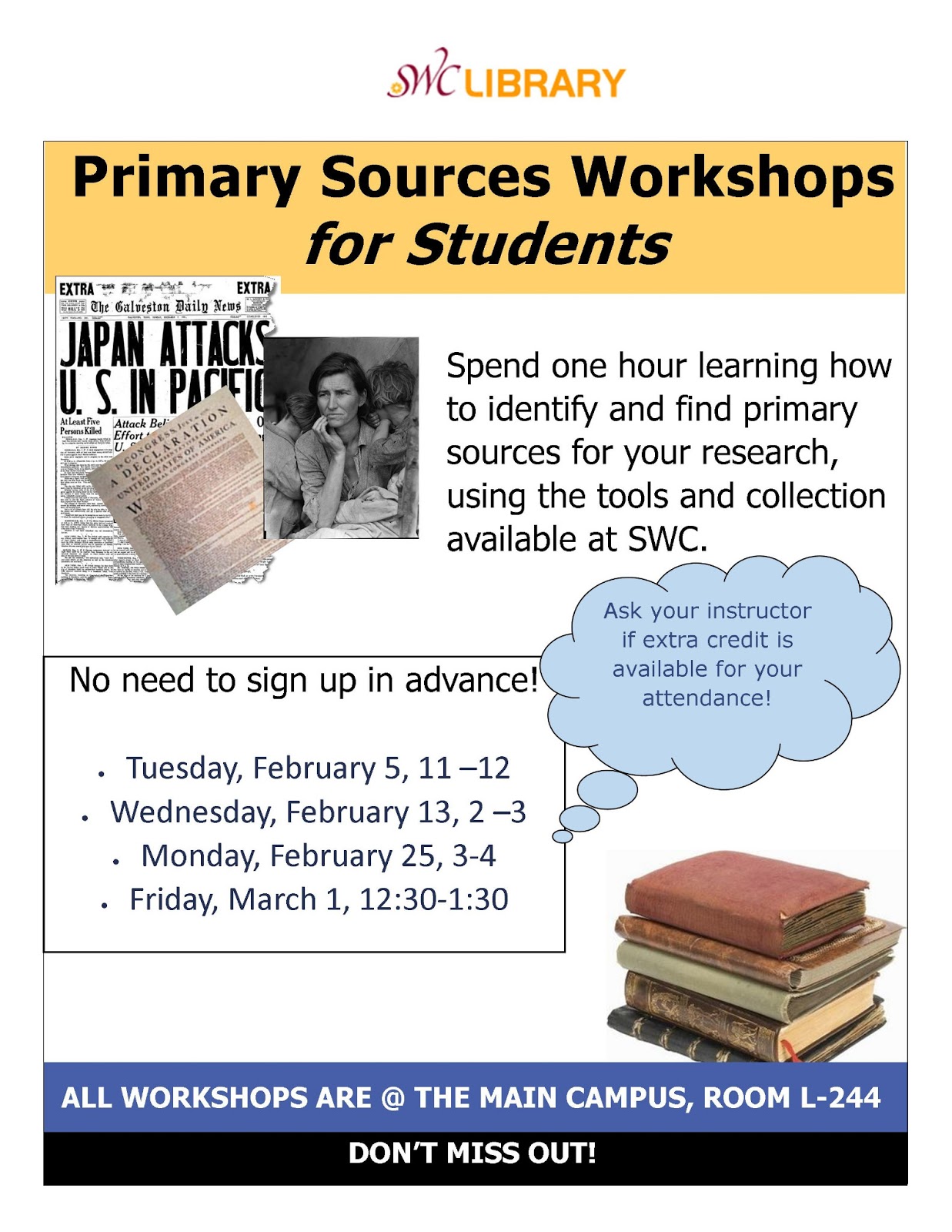 What's New @ SWC Library?: Primary Sources - Today at 12:30!
