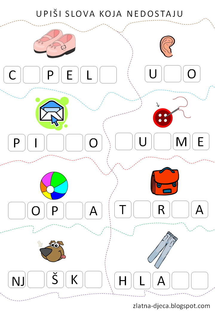 Zlatna djeca: Radni listovi za učenje prvih slova