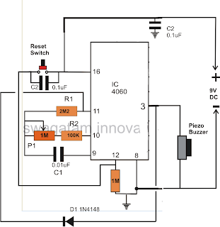 Simple Timer Circuit Using IC 4060 | Circuit Diagram Centre