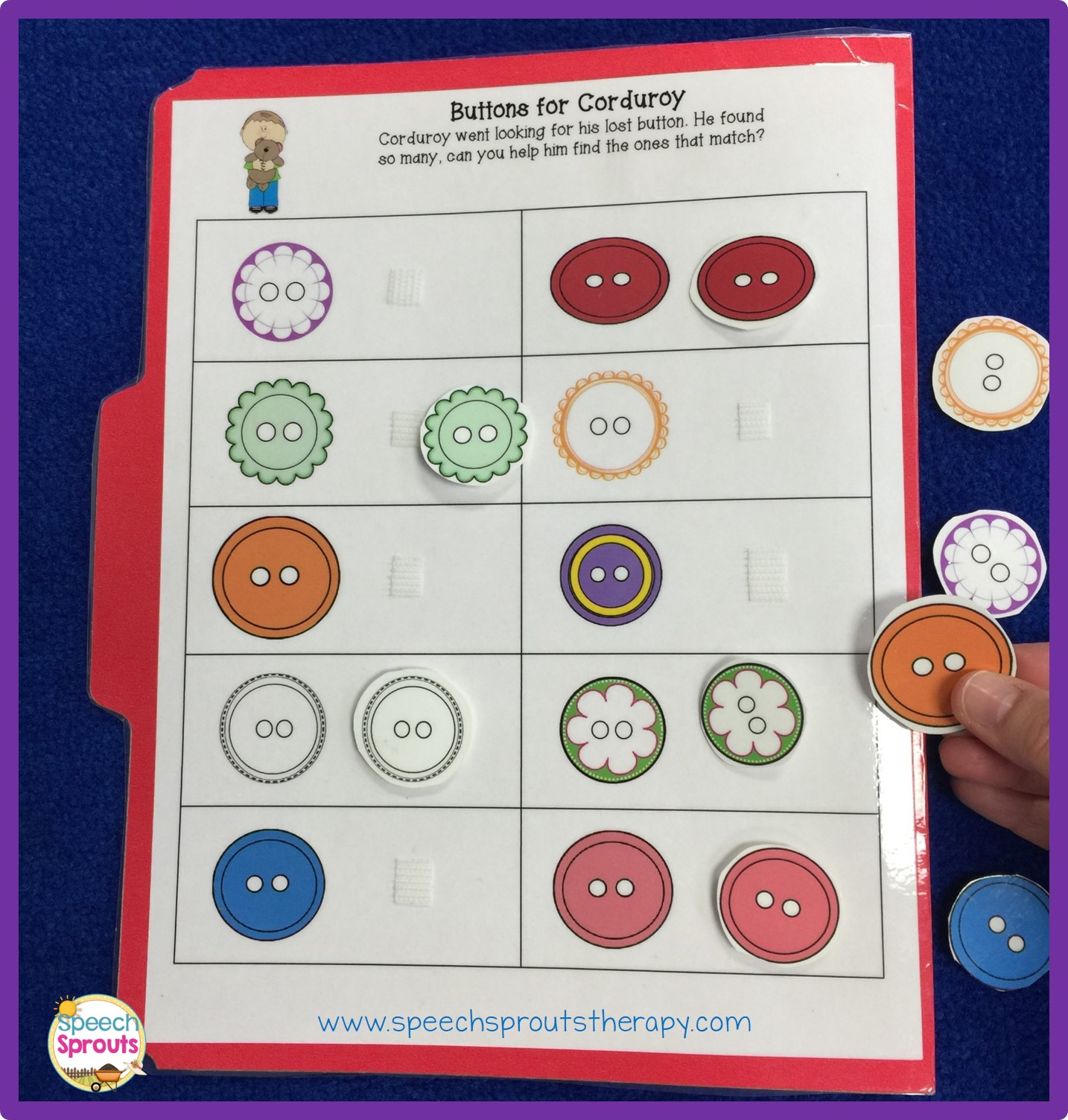 Matching Corduroy's Buttons- Free File folder Activity - Classroom Freebies