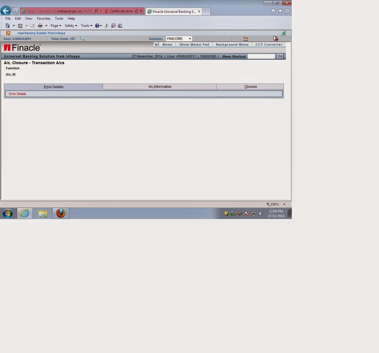 General Error while closing the SB account - POFINACLEGUIDE General Error while closing the SB account - POFINACLEGUIDE