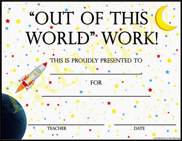 Johnson Creations: "Out Of This World" Work! Certificate