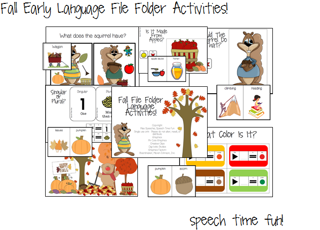 Fall Early Language File Folder Activities! - Speech Time Fun: Speech ...