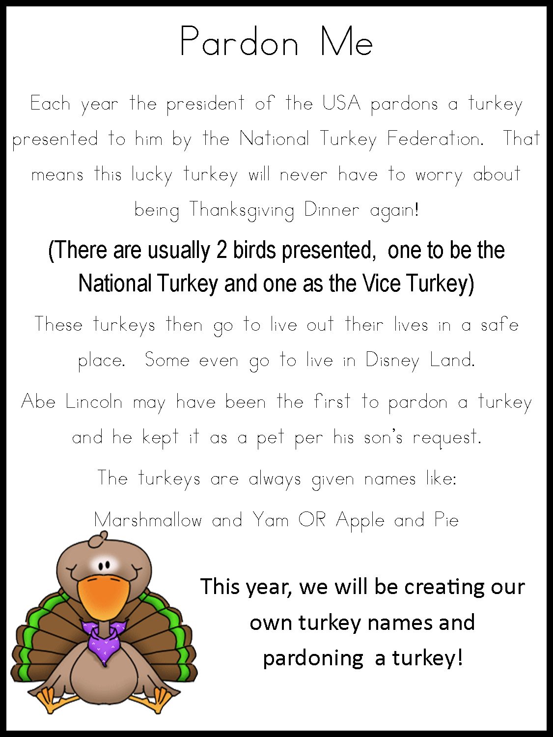 ARE We Pardoning Turkeys for Thanksgiving in 2nd Grade? | Welcome to ...