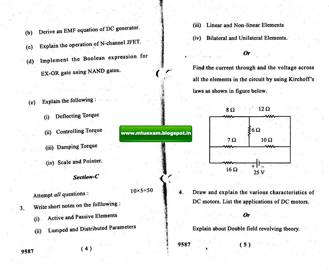 UPTU Exam: Basic Electrical & Electronics Engineering