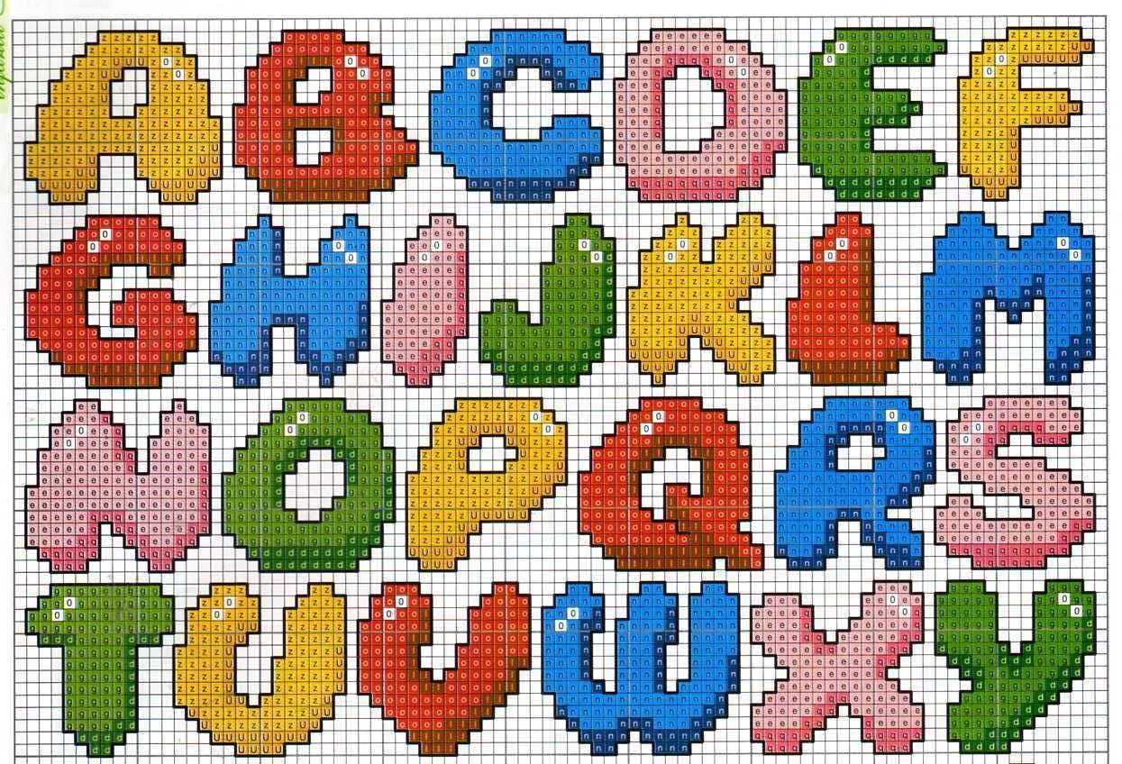Punto de cruz patrones letras infantiles - Imagui