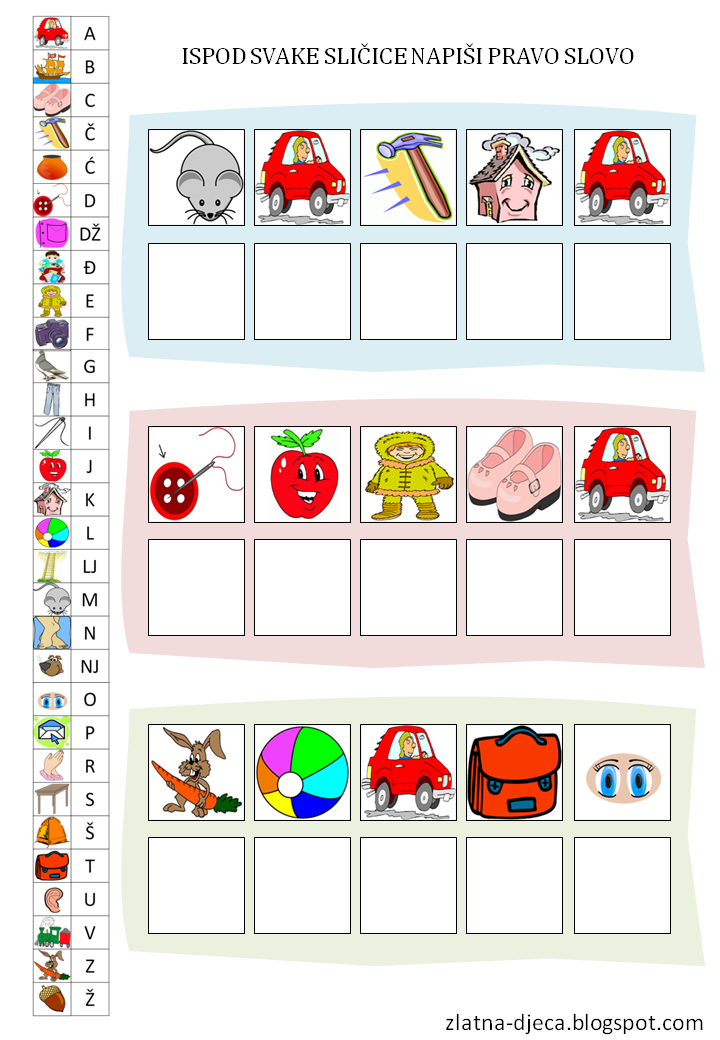 Zlatna djeca: Radni listovi za učenje prvih slova