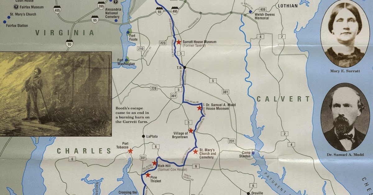 GIS Research and Map Collection: John Wilkes Booth Escape Route Map ...