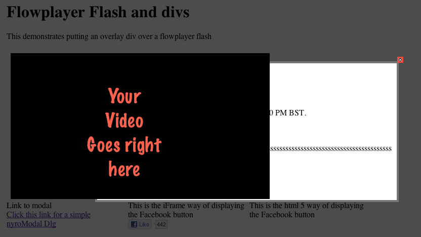 Captain Debug's Blog: Flash, flowplayer and nyroModal Overlays
