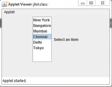 Learn.java: PROGRAM FOR JLIST