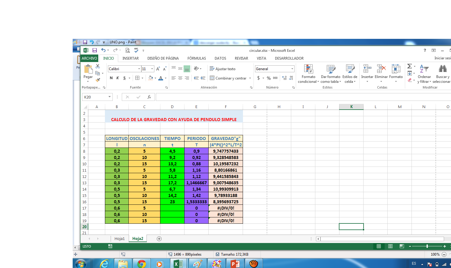 EXCEL EN LA ENSEÑANZA DE TRIGONOMÉTRICA Y FÍSICA.: ASIGNATURA: FISICA (pendulo simple)