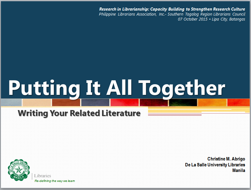 PLAI - Southern Tagalog Region Librarians Council: How to Conduct ... PLAI - Southern Tagalog Region Librarians Council: How to Conduct ...