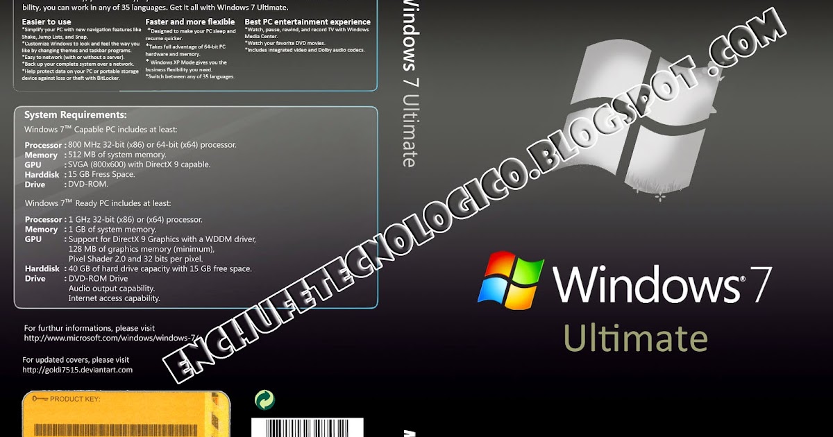 Descargar Windows 7 Ultimate 32 y 64 Bits ISO - Enchufe - Tecnológico