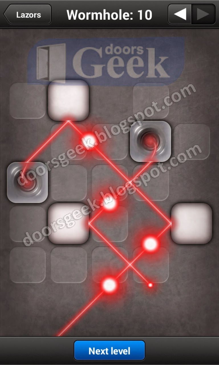 Lazors [Wormhole] Level 10 Solution ~ Doors Geek