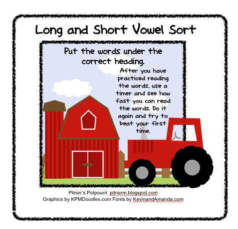 Sorting Long or Short Vowel Sounds - Classroom Freebies