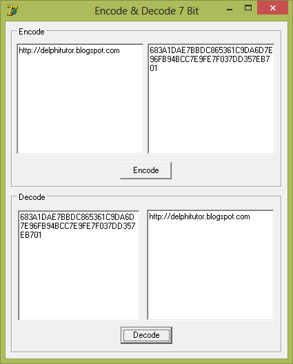 TUTORIAL DELPHI: Fungsi Encode & Decode 7 Bit dengan Delphi TUTORIAL DELPHI: Fungsi Encode & Decode 7 Bit dengan Delphi