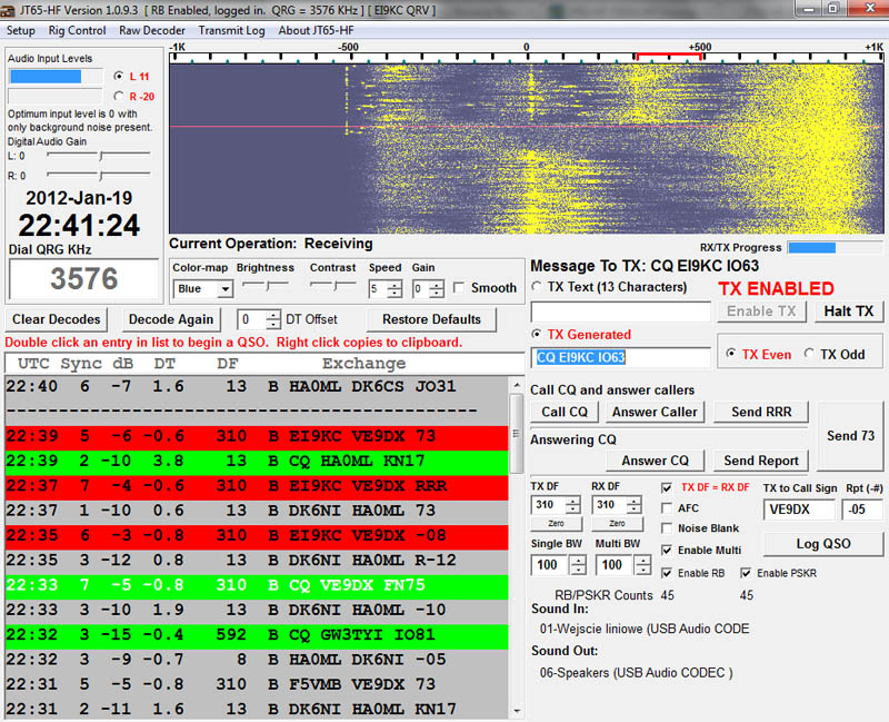 HF diario: EI9KC on JT65 and other DIGI MODEs