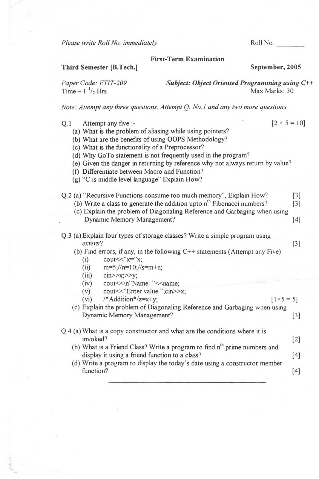 GGSIPU QUESTION PAPERS First Term 2005 ETIT 209 Object Oriented ggsipu-question-papers-first-term-2005-etit-209-object-oriented