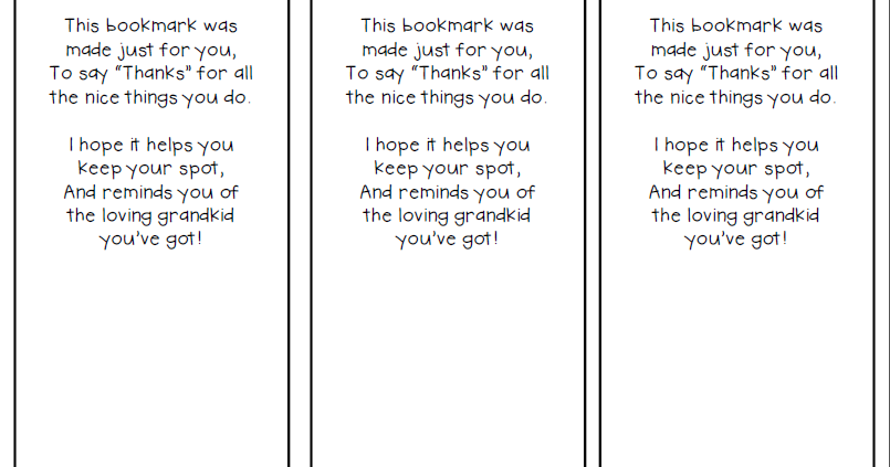 Teachin' Little Texans: Grandparents' Day Bookmark Gift