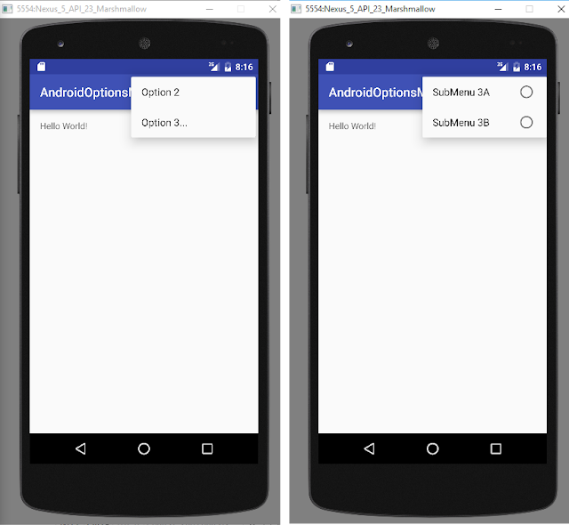 Android-er: Android example to create grouped sub-OptionsMenu