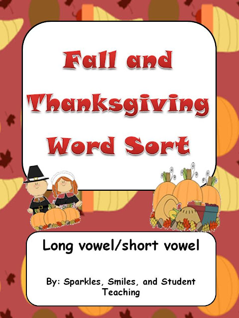 FREEBIE Thanksgiving/Fall Word Sort - SSSTeaching