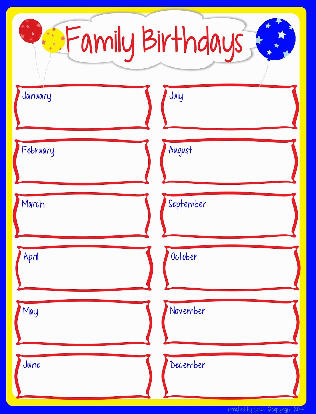 My Fashionable Designs: Tracking Family Birthdays