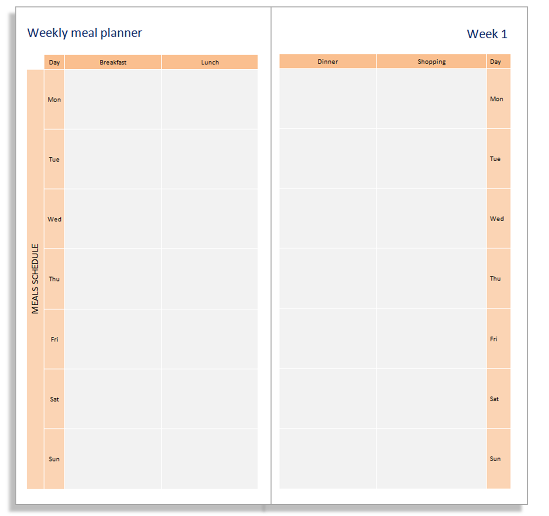 My Life All in One Place: Meal planner booklet - just the main plan