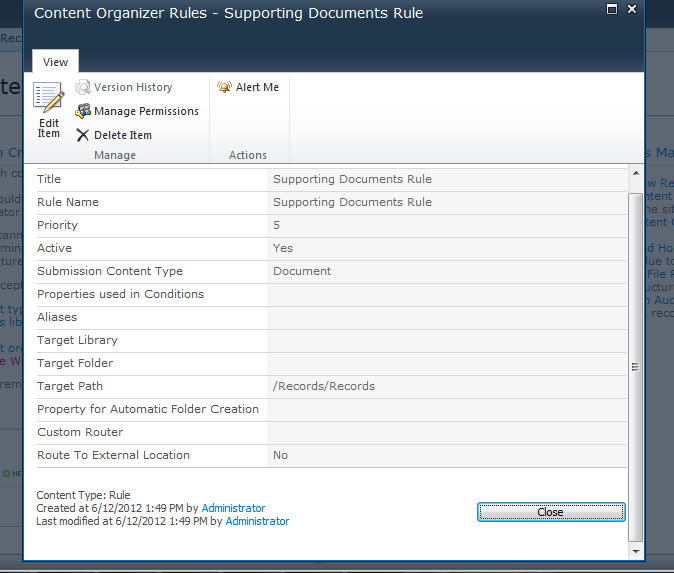 Create Record Center Content Organizer rules using Powershell