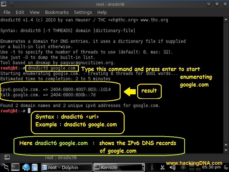 HackingDNA: Learn dnsdict6 on backtrack 5