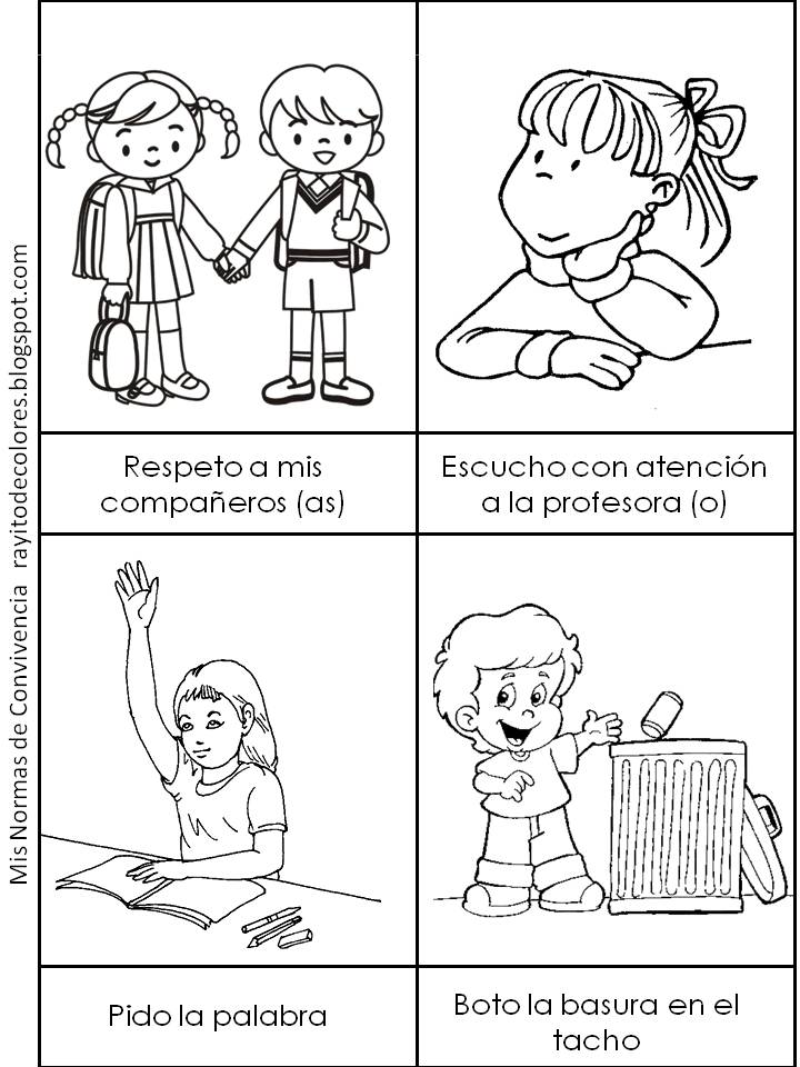 Reglas de convivencia en el aula para colorear - Imagui