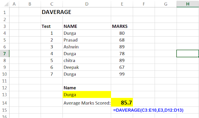 How to use "DAVERAGE" Function in Excel