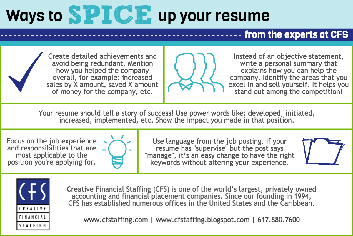 Creative Financial Staffing: Ways to spice up your resume Creative Financial Staffing: Ways to spice up your resume