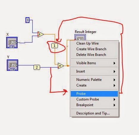 Programming Labview by nut: Labview การใช้ Probe ตรวจค่าของข้อมูลที่เินทางผ่าน