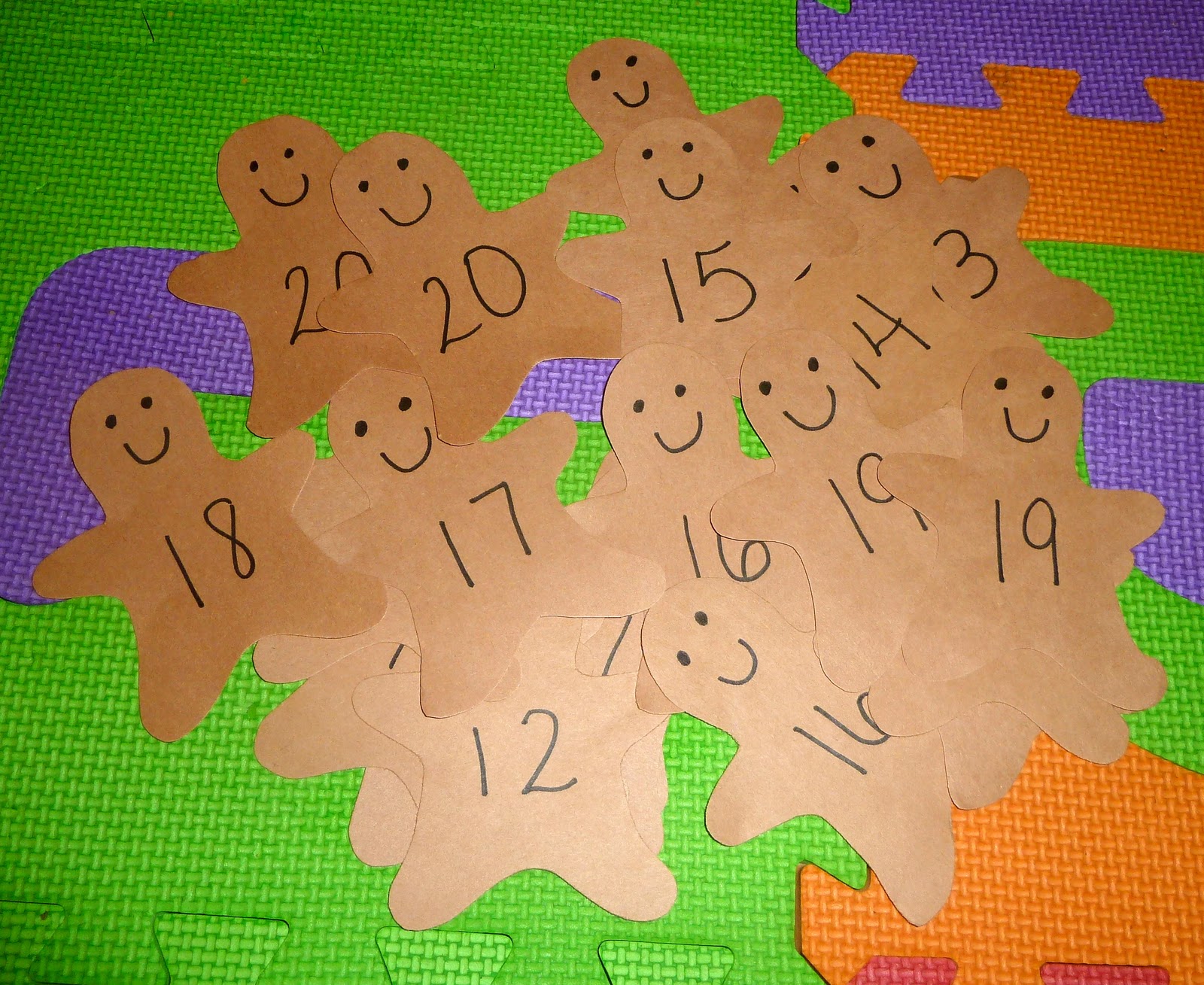 Gingerbread Man Cookie Number Matching/Memory Game