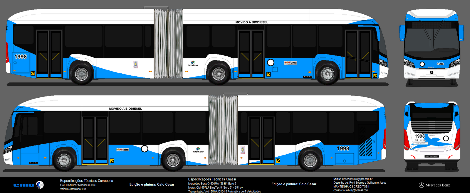 Desenho de Campinas: Caio Millennium BRT MB O500MA Desenho de Campinas: Caio Millennium BRT MB O500MA