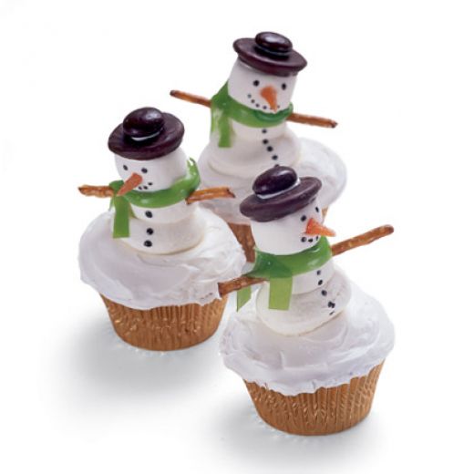 Cupcakes Cup Snowman Cupcakes With Pretzel Arms cupcakes-cup-snowman-cupcakes-with-pretzel-arms