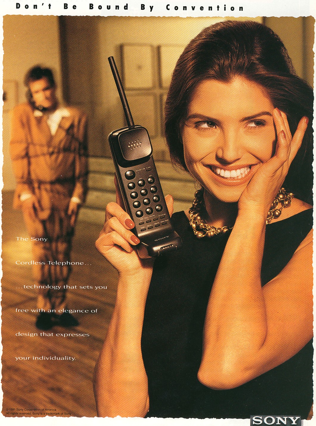 1991 Sony Cordless Telephone Ad print photo | Old Magazine Ads