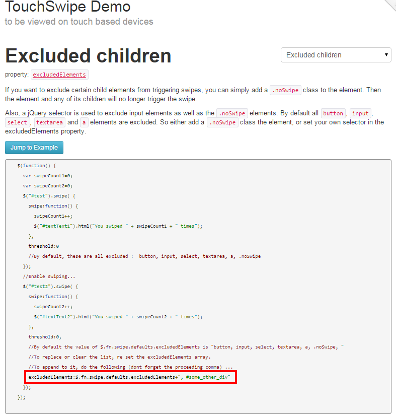 touchswipe jquery 플러그인 사용시 a태그 스왑 문제 - 또라이두목