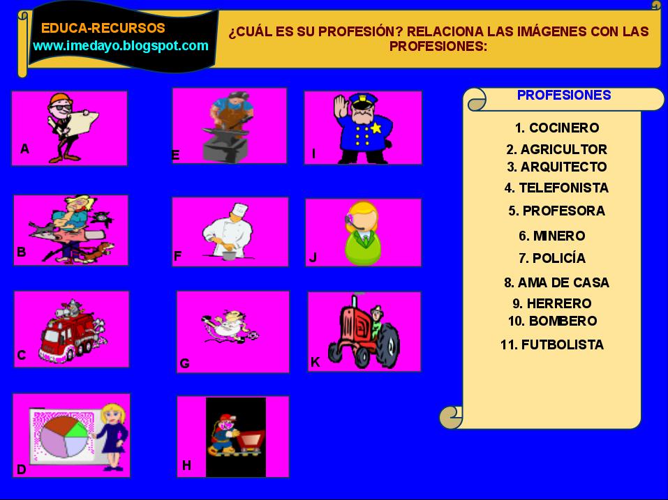 Relaciona las imágenes con las profesiones