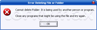 TORKYMAX: حل مشكلة Cannot delete file because it's being used by another person or program