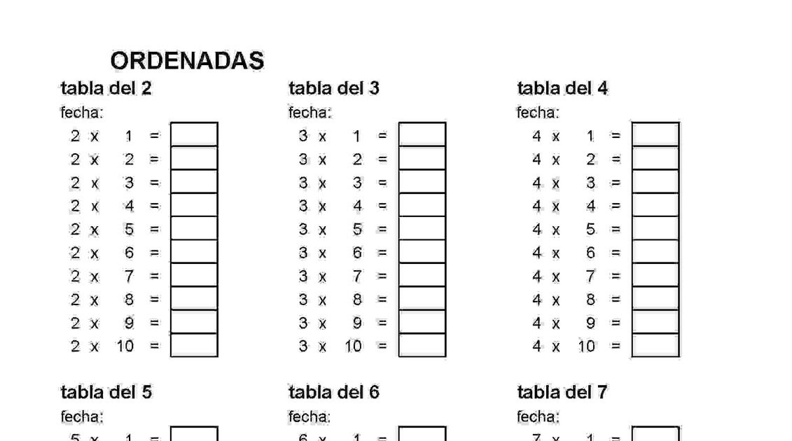 Enseña a tus hijos: PLANTILLA PRACTICAS TABLAS DE MULTIPLICAR. PARA ...