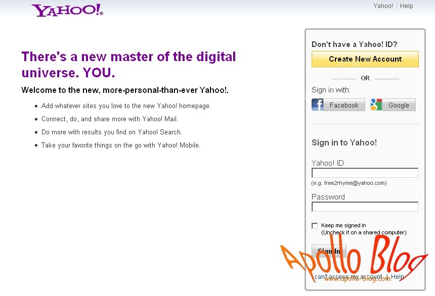 Apollo Blog: Sign in with Facebook / Google pe Yahoo! Mail