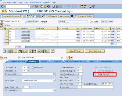 SAP Treasure Box: For a item in the PO to be fully delivered