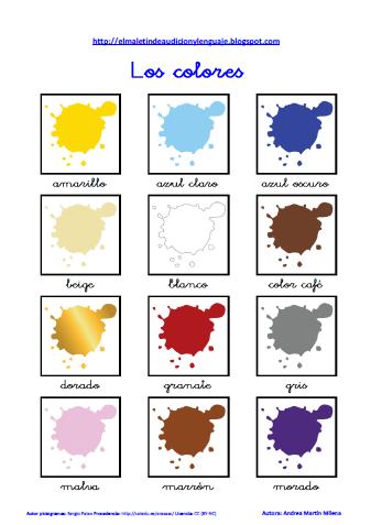 EL MALETÍN DE AUDICIÓN Y LENGUAJE: Ficha de Vocabulario: Los colores